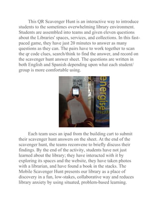 qr code scavenger hunt | DOCX