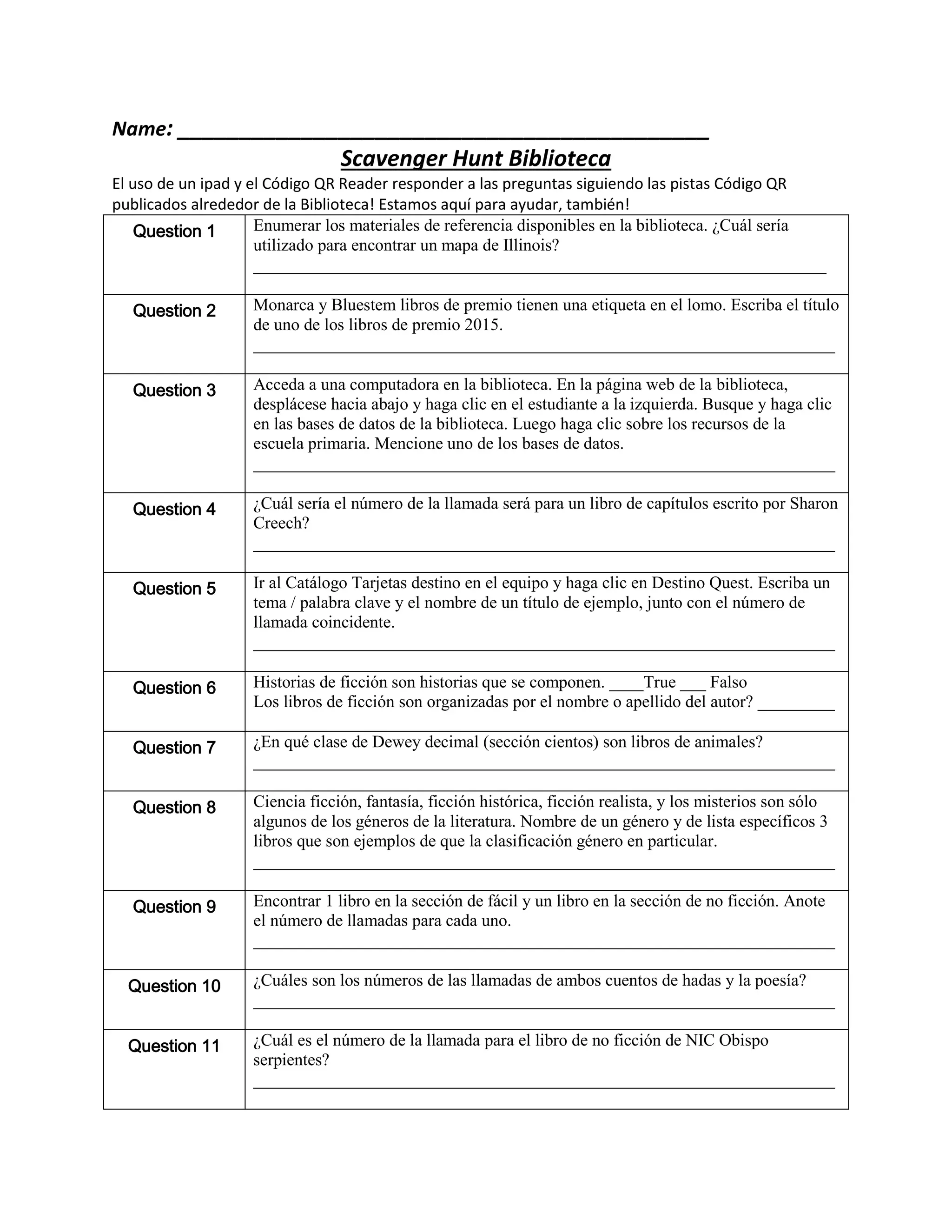 qr code scavenger hunt | PDF