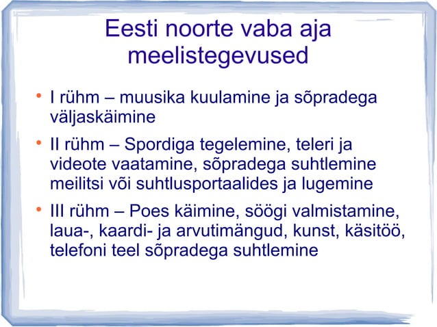 Eesti koolinoorte lugemisharjumused meedia näitel | PPT
