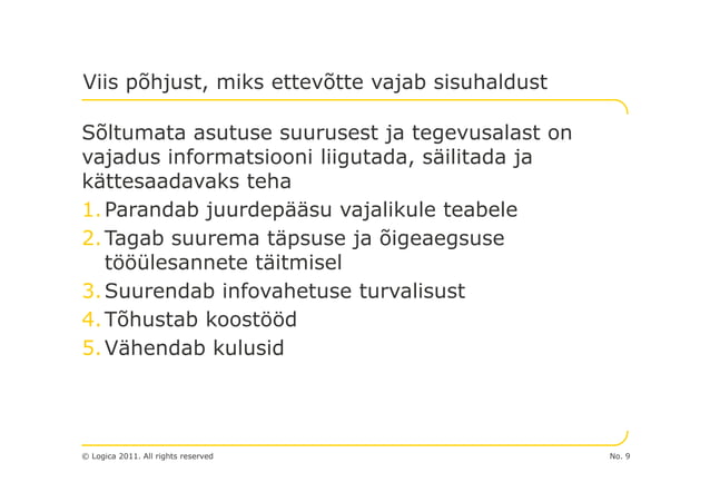 Ettevõtte sisuhaldus (ECM) - Leeni Langebraun | PPT
