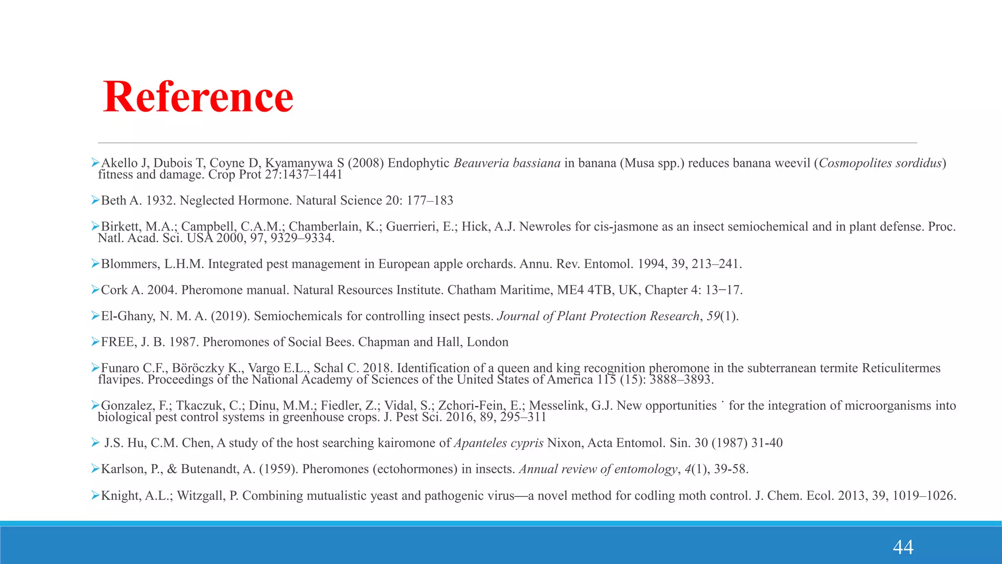 Role of semiochemicals in the control of crop pest OUAT.pptx