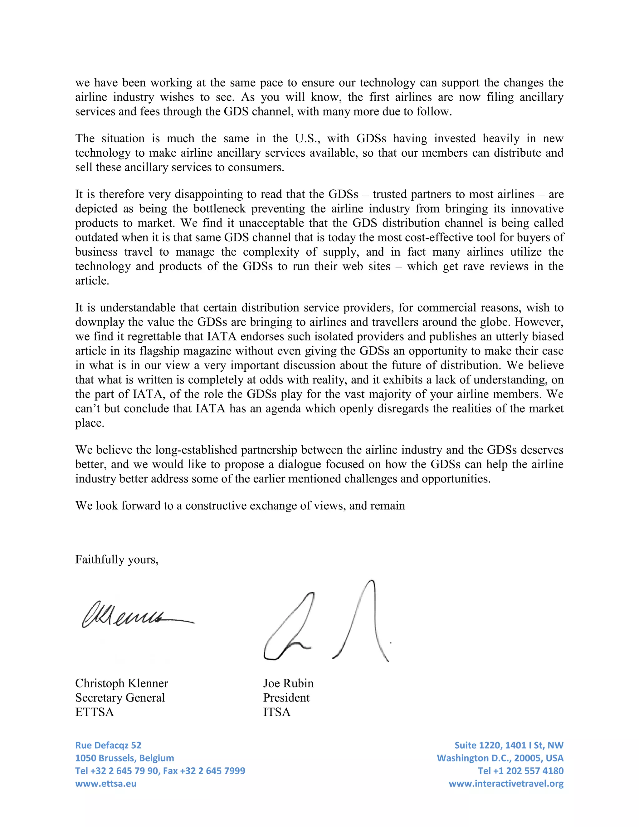 Ettsa itsa letter iata march 2012 | PDF