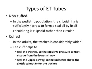 Endotracheal Tube and Laryngeal Mask Airway | PPTX