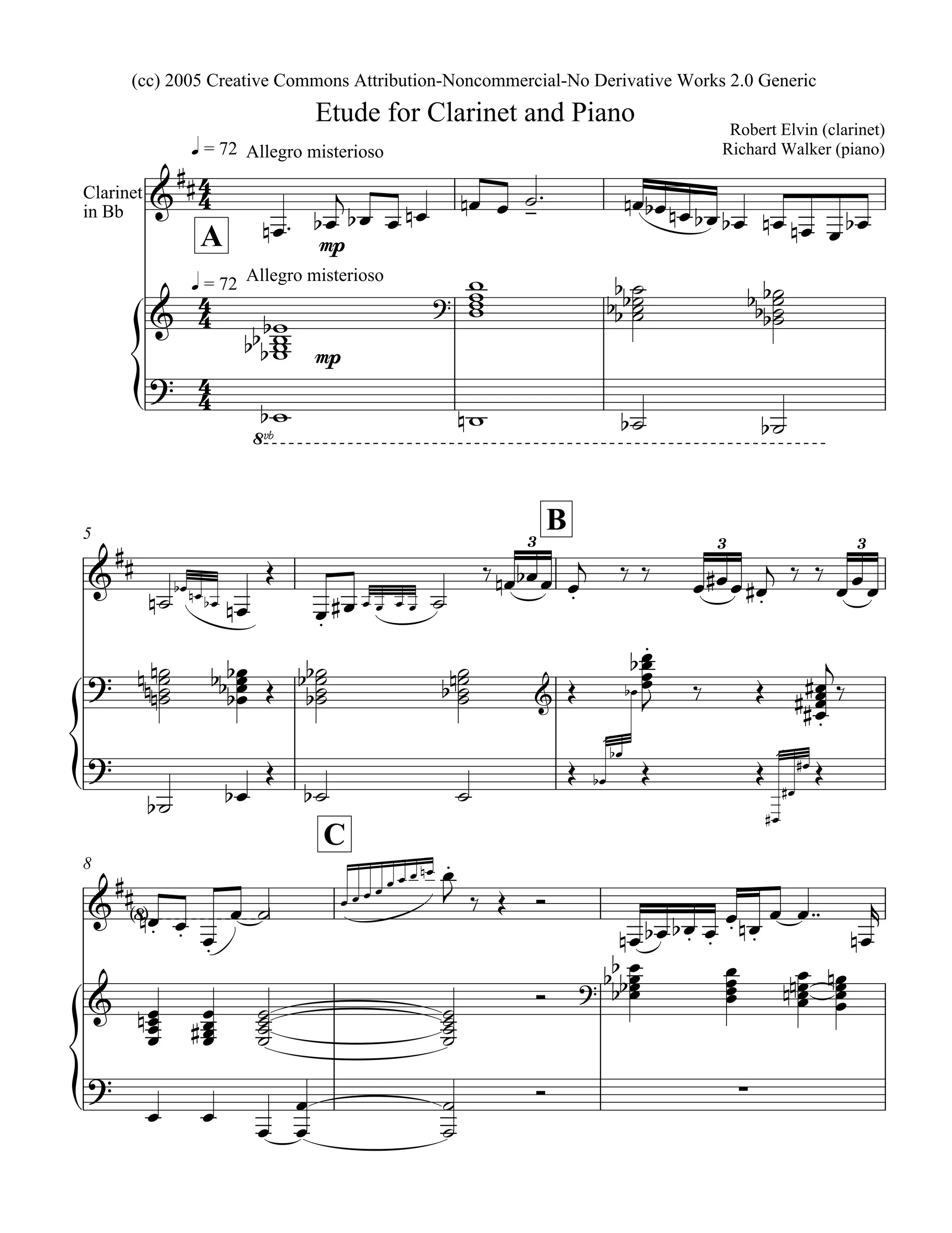 Etude for Clarinet & Piano | PDF