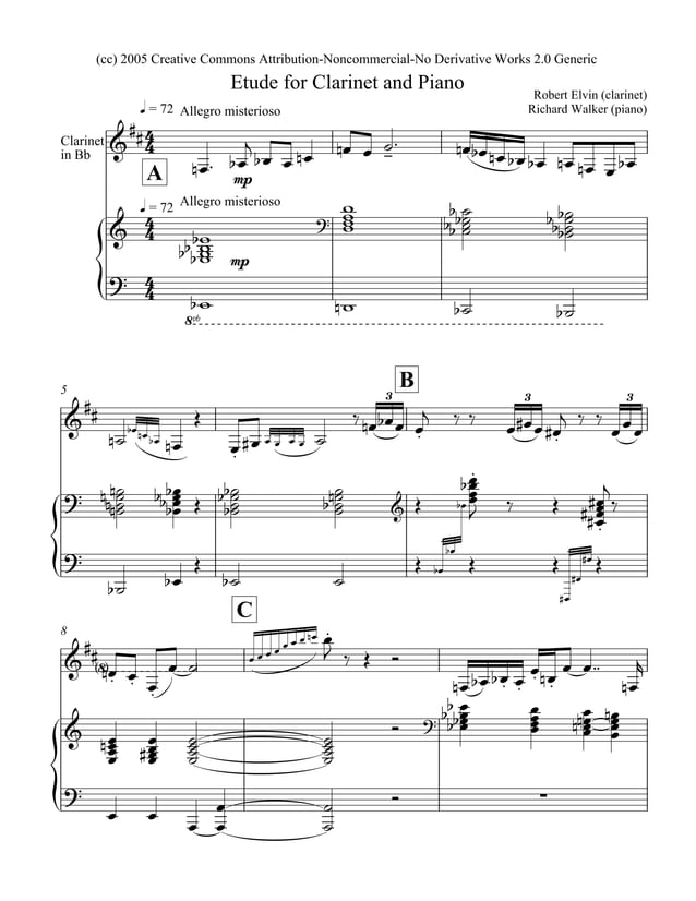 Etude for Clarinet & Piano | PDF