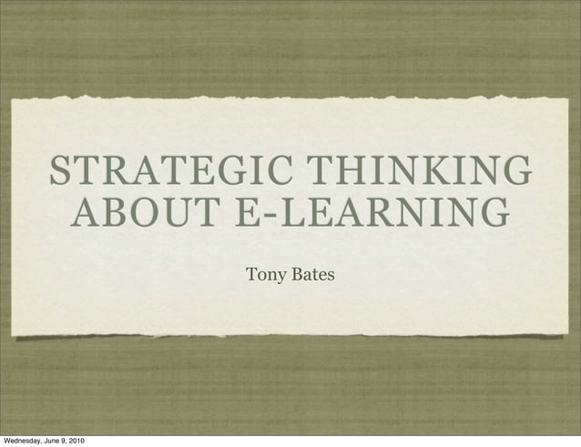 Strategic Thinking About eLearning | PDF