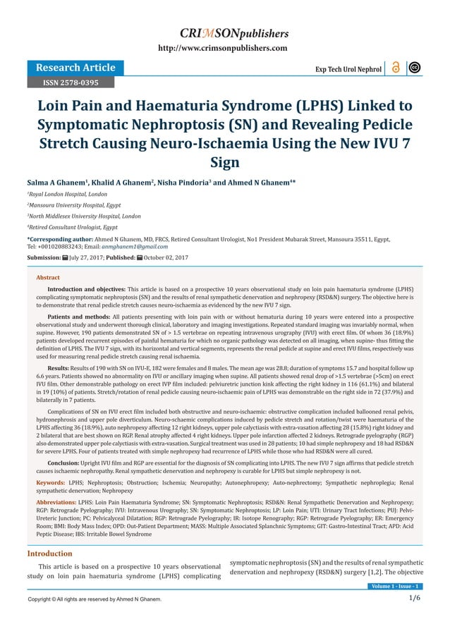Crimson Publishers-Loin Pain and Haematuria Syndrome (LPHS) Linked to ...