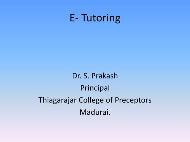 E-TUTORING | PPT