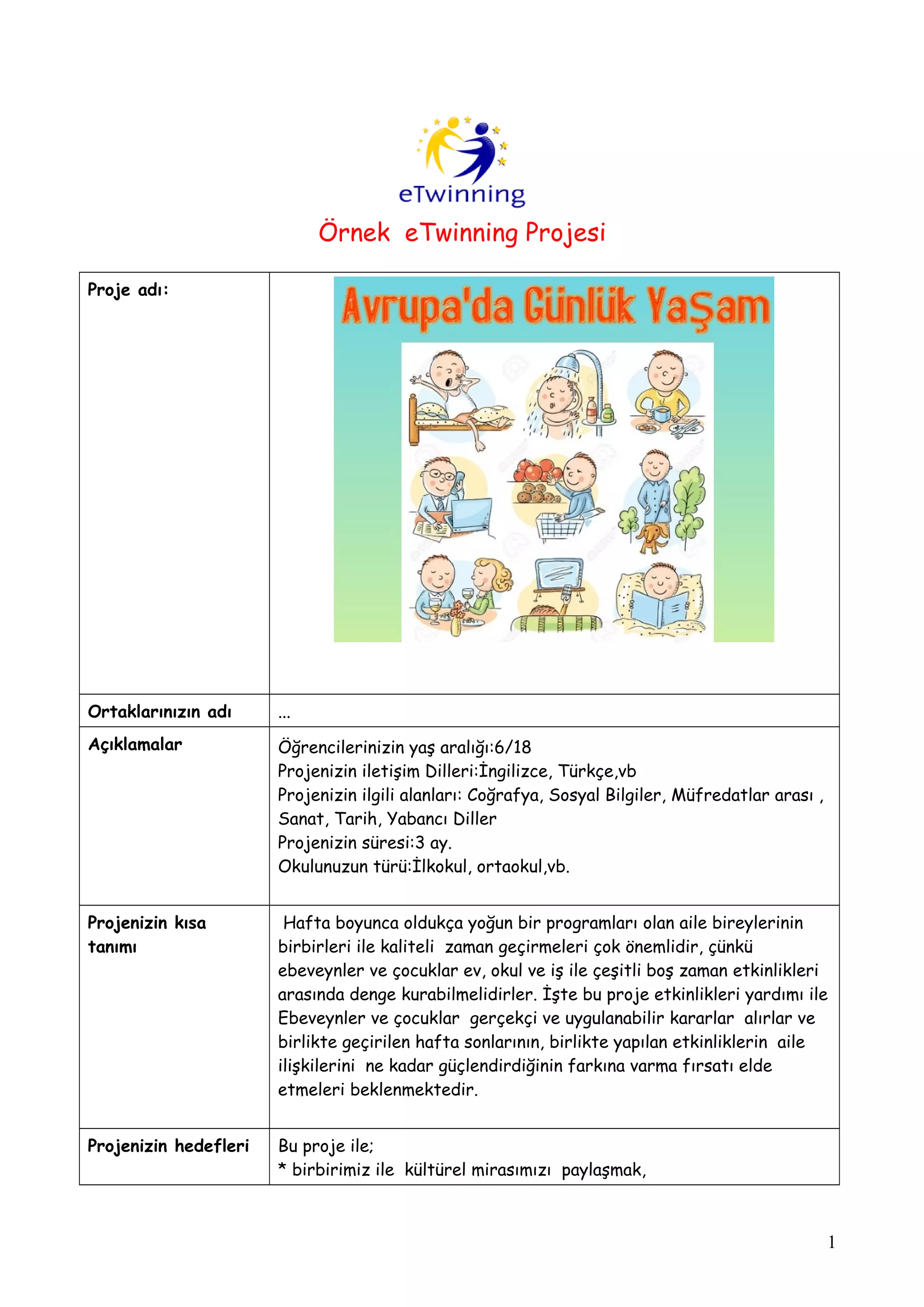 E twinning proje örneği | DOC