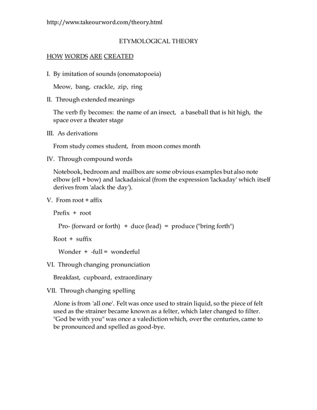 Etymological theory how words are made | DOCX | Science