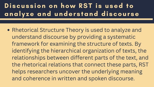 Rhetorical Structure Model in Advanced Discourse Analysis | PPT