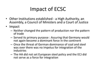 Formation of European union: till Treaty of Rome (1951- 1957) | PPTX