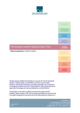 The European market for kitchen furniture, Part I - Market Research by ...