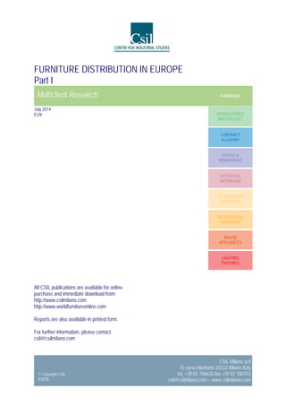 Furniture distribution in Europe 2014 - Market Research by CSIL | PDF