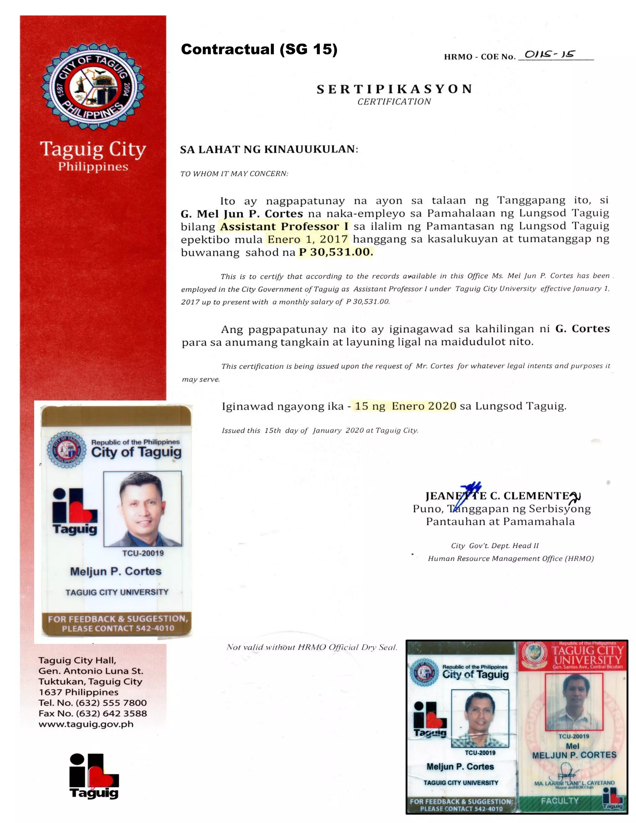 TCU Certificate of Employment 2020 | PDF