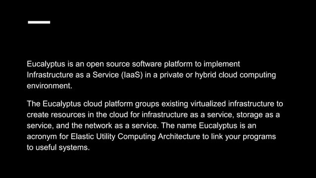 Eucalyptus cloud computing | PPTX | Computing | Technology & Computing
