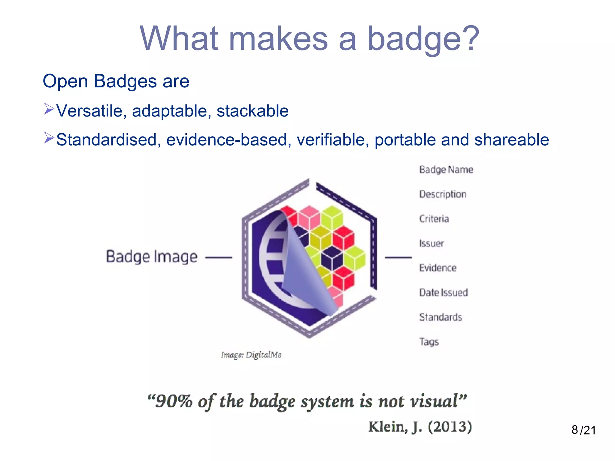 The use of Open Badges to recognise non-formal and informal learning | PPT
