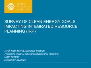 Survey of Clean Energy Goals Impacting Integrated Resource Planning ...
