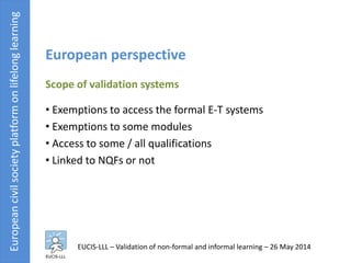 European perspective on the Validation of non-formal and informal learning | PDF