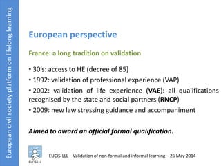European perspective on the Validation of non-formal and informal learning | PDF