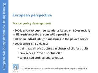 European perspective on the Validation of non-formal and informal learning | PDF