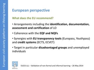 European perspective on the Validation of non-formal and informal learning | PDF