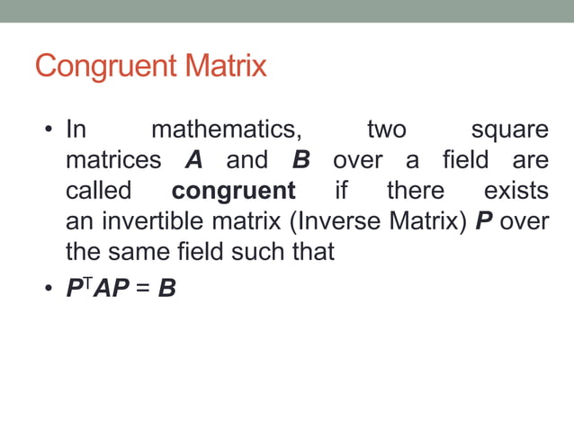 Euclid algorithm and congruence matrix | PPTX