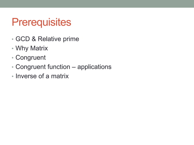 Euclid algorithm and congruence matrix | PPTX