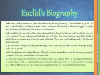 Euclid and his contribution in development of math | PPTX