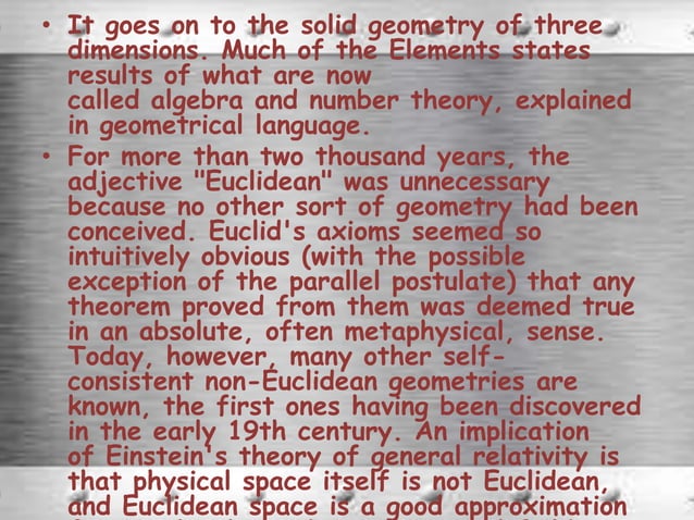 Euclid geometry | PPTX | Physics | Science
