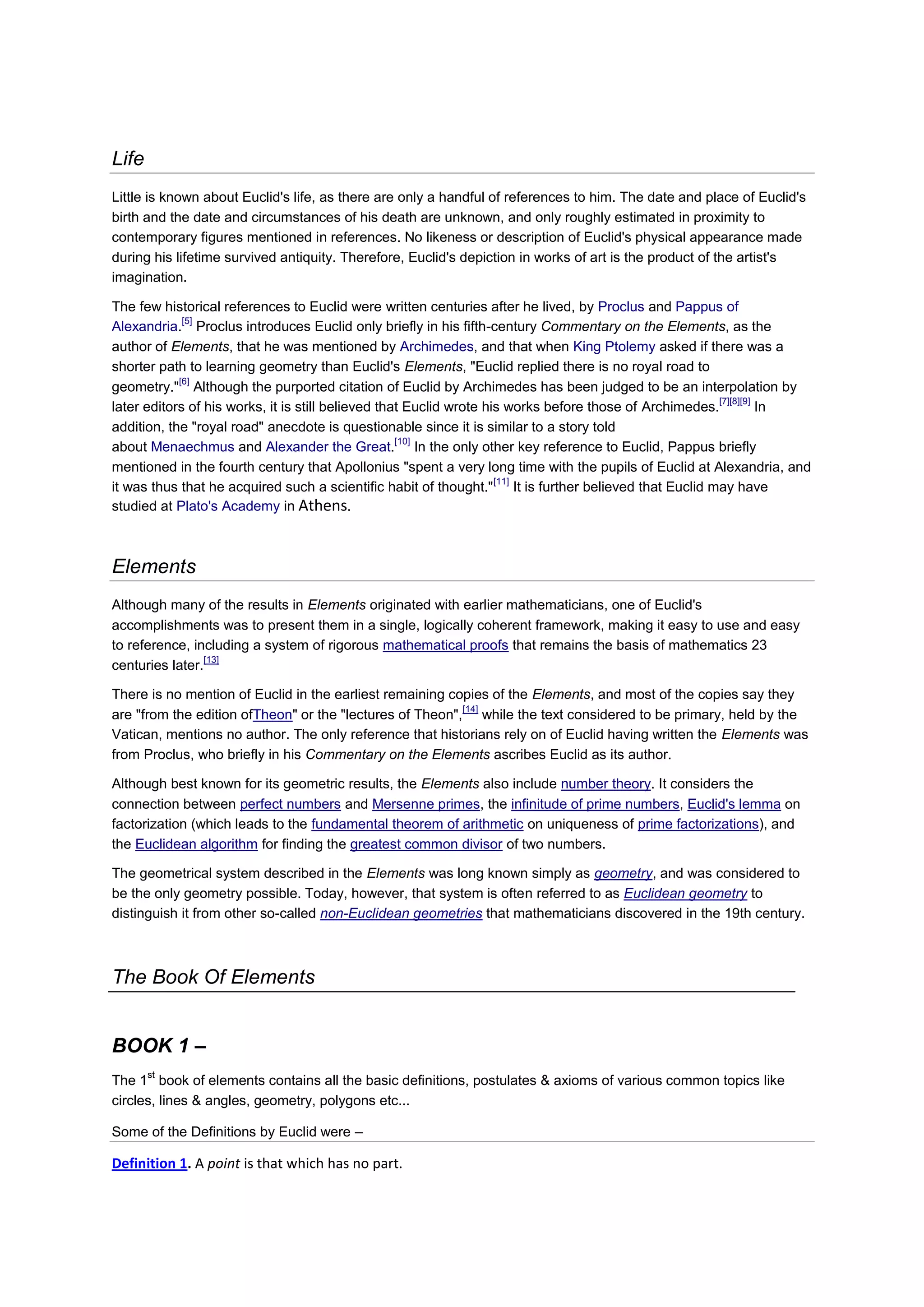 Euclid life history | DOCX