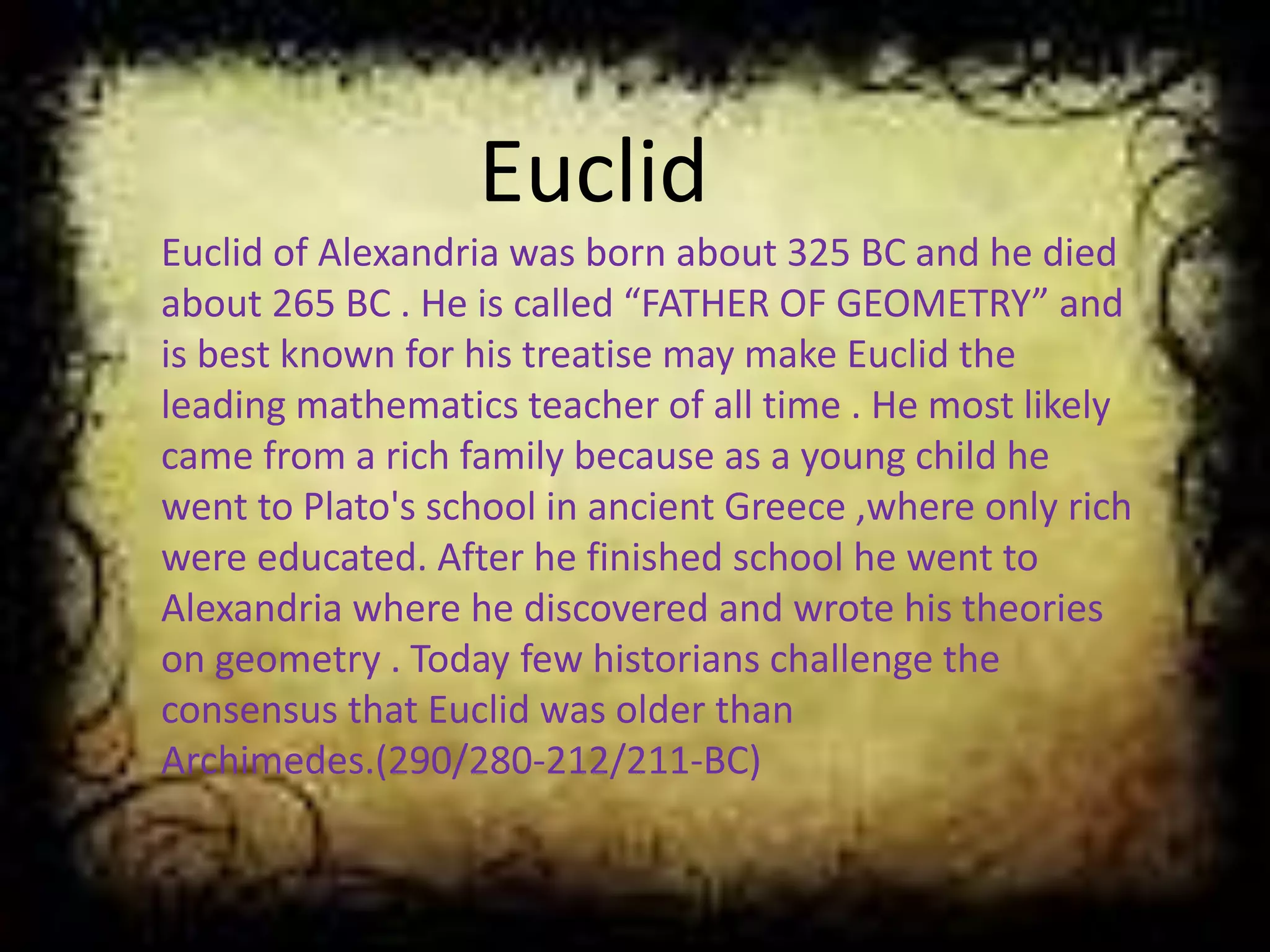 Euclid ppt about him and his inventions | PPTX