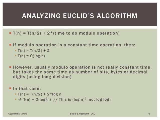 Euclids Algorithm For Greatest Common Divisor Time Complexity Anal 7418