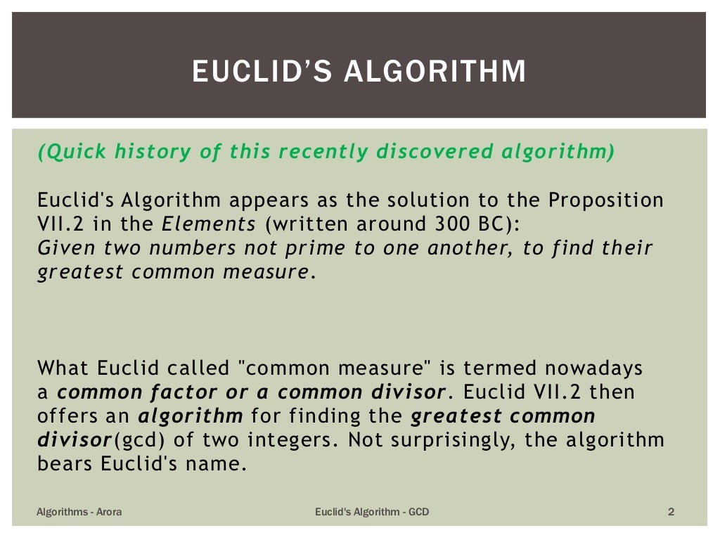 Euclid S Algorithm For Greatest Common Divisor Time Complexity Anal…