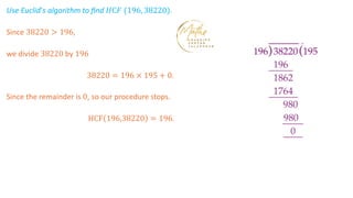Euclid's Division algorithm (Number system) | PPT