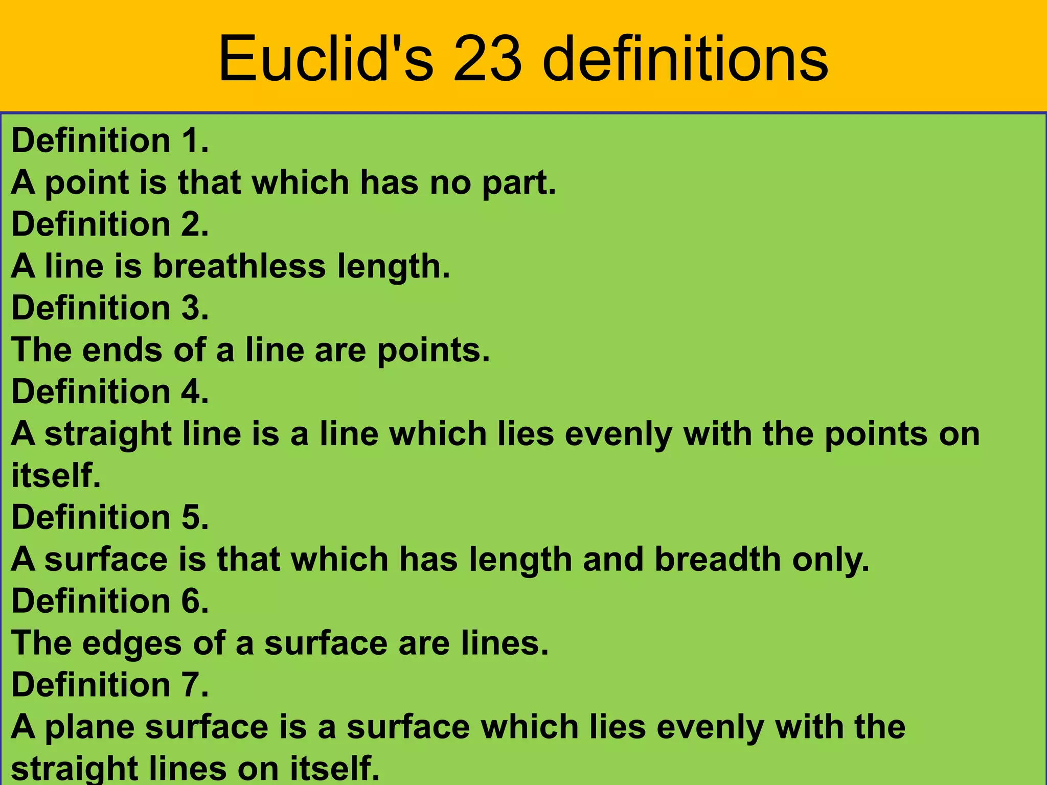 Euclids geometry for class IX by G R Ahmed | PPT
