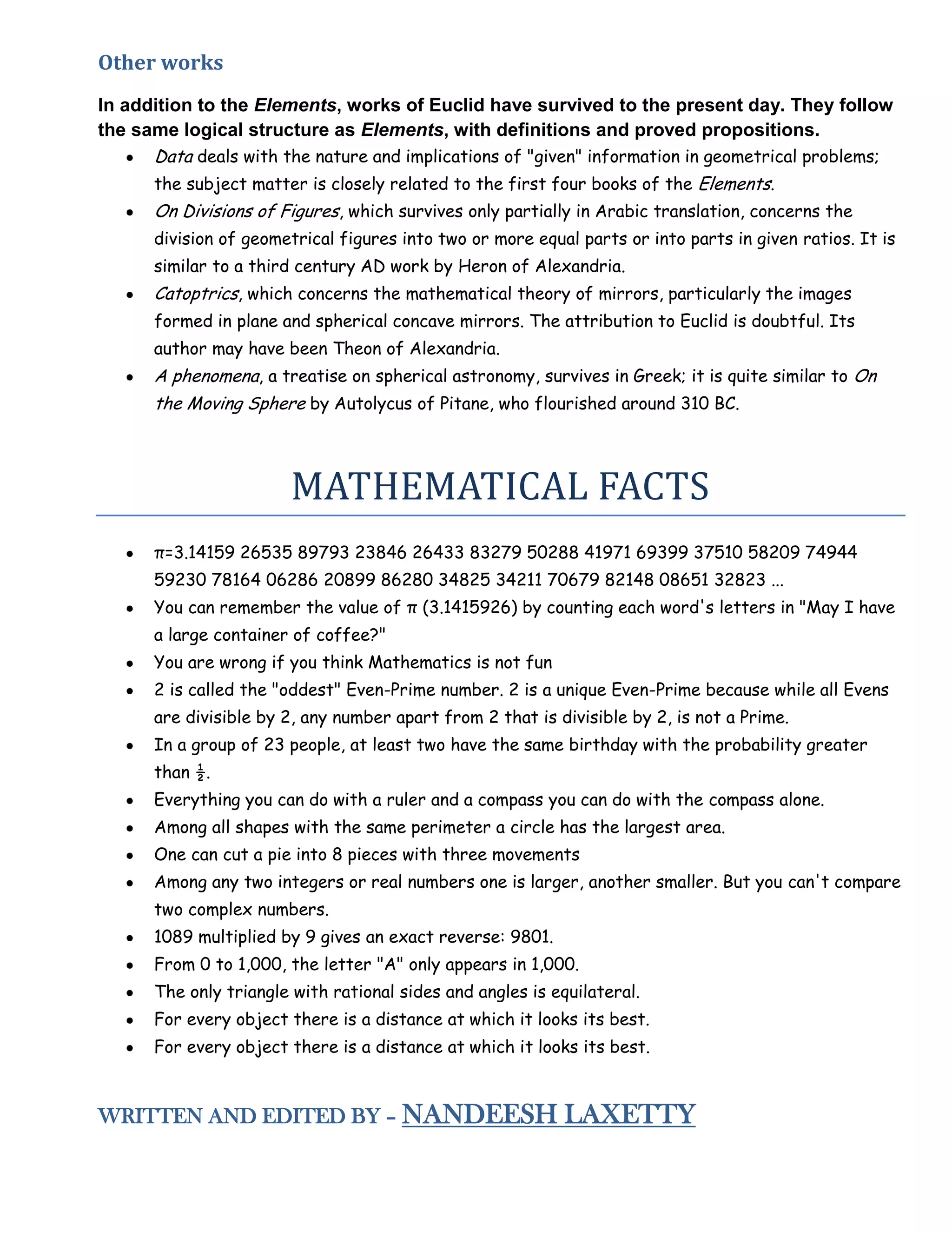 Euclid the mathematician | DOCX