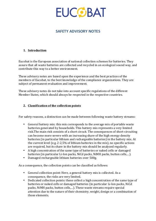 Safety Advisory Notes