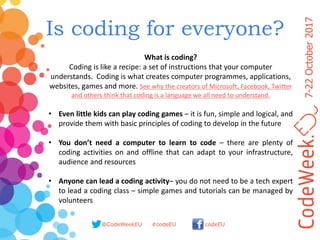 CodeWeekEU 2017 - Guidelines for Librarians | PPT
