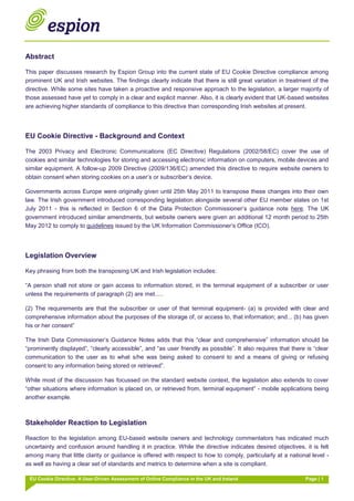 EU Cookie Directive Report On Compliance In The UK And Ireland | PDF