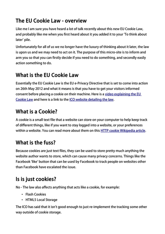 EU cookie law - solutions | PDF