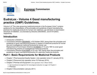 Eudra lex volume 4 good manufacturing practice (gmp) guidelines | PPT