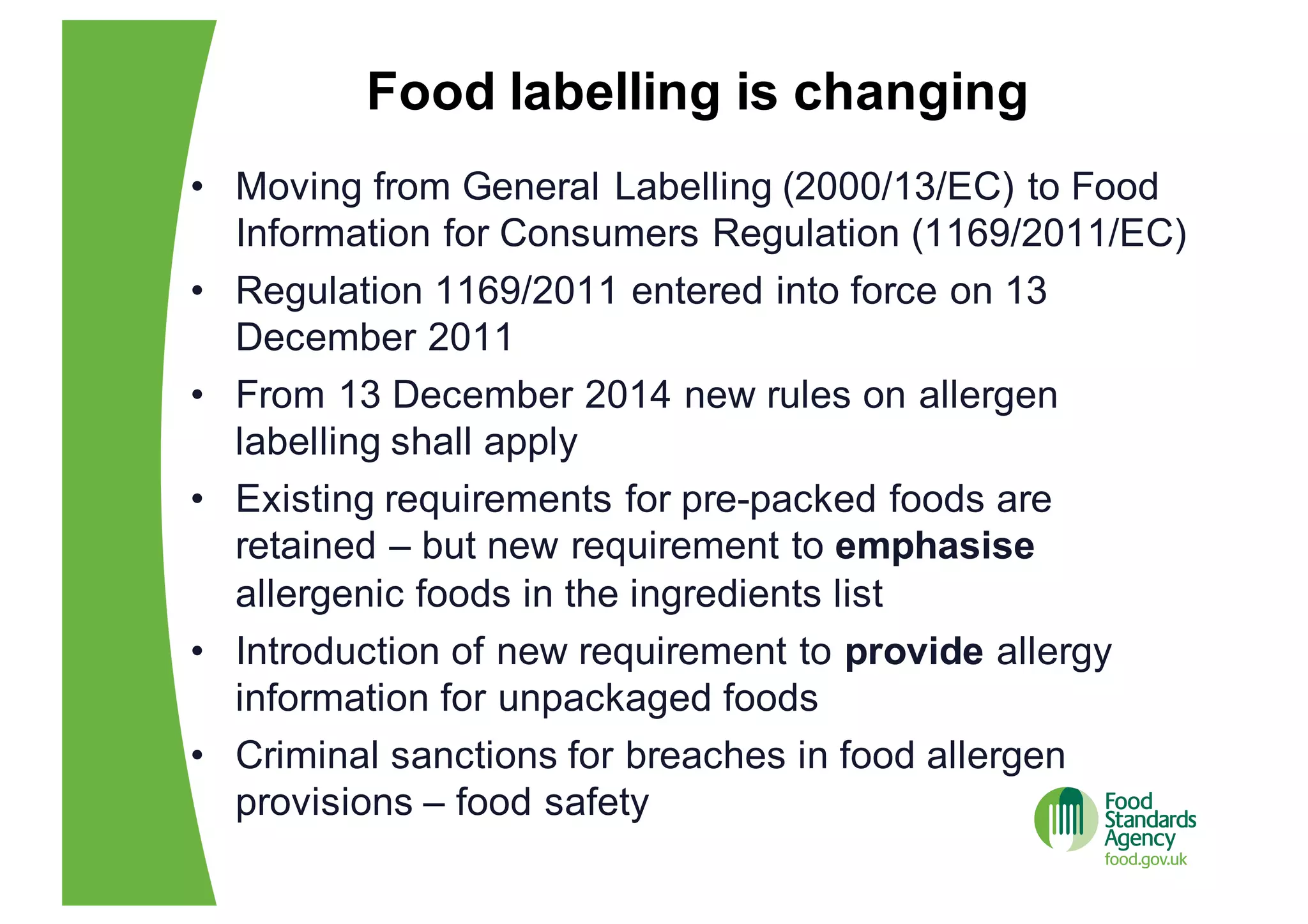 EU Food Regulations Food Allergen Labelling | PDF