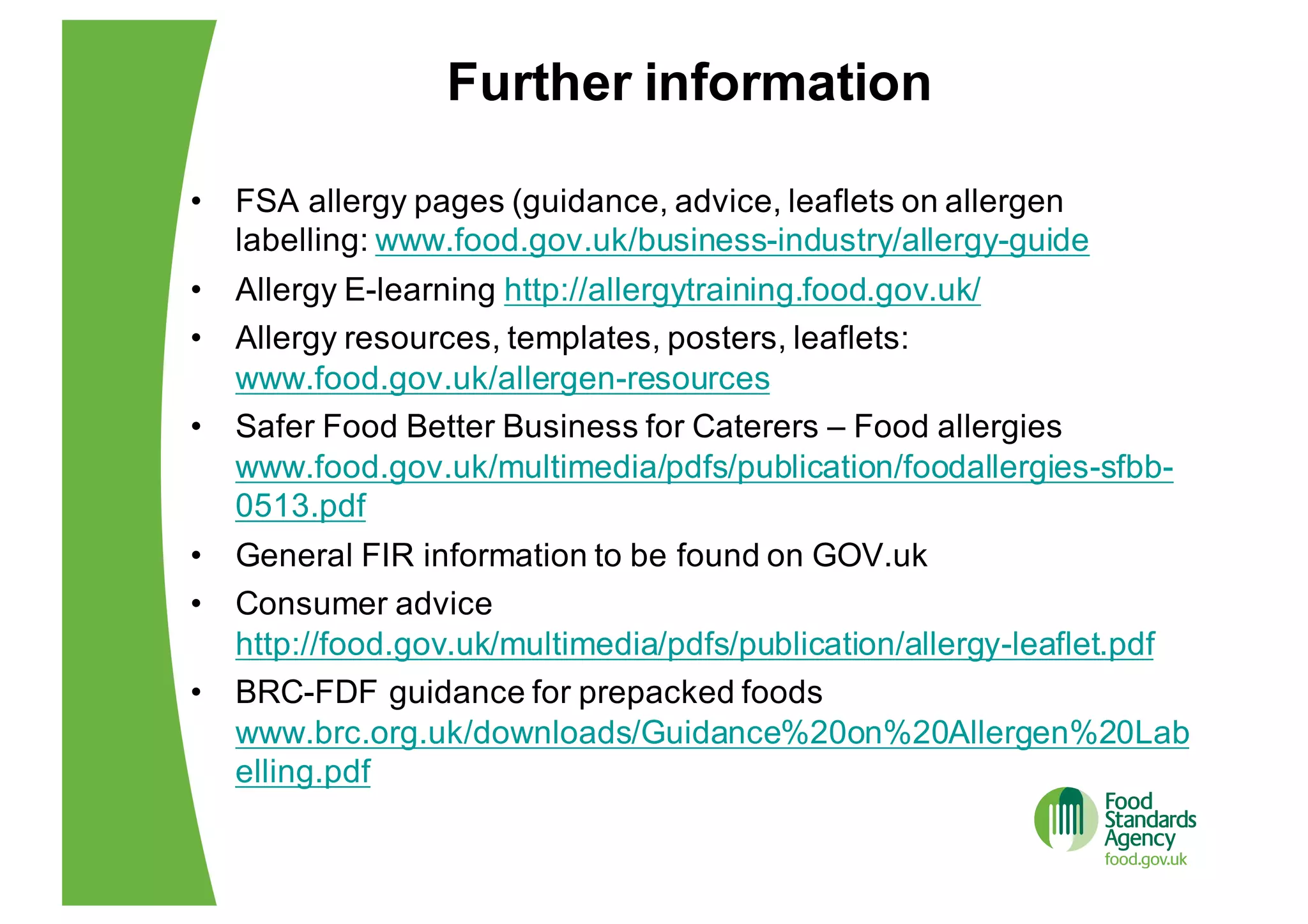 EU Food Regulations Food Allergen Labelling
