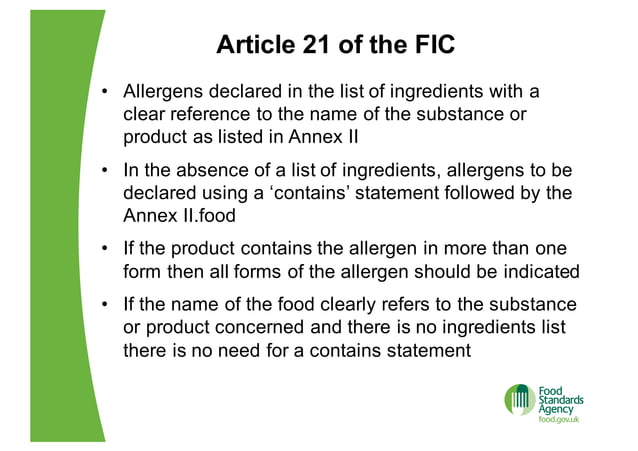 EU Food Regulations Food Allergen Labelling | PDF | Allergies ...