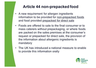 EU Food Regulations Food Allergen Labelling | PDF