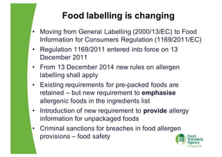 EU Food Regulations Food Allergen Labelling | PDF