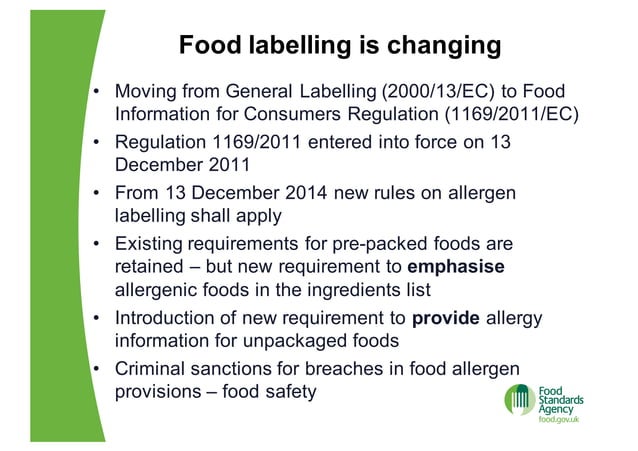EU Food Regulations Food Allergen Labelling | PDF | Allergies ...