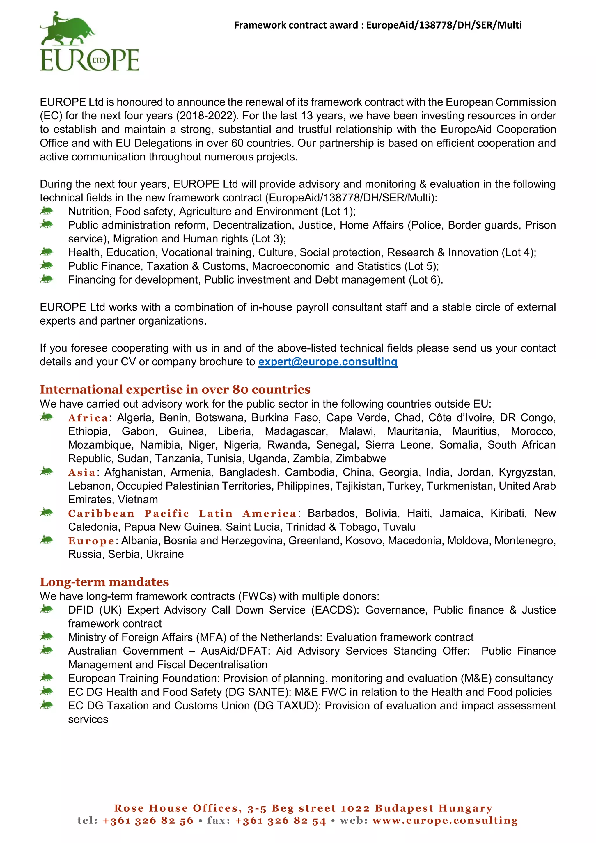 Framework contract award | PDF