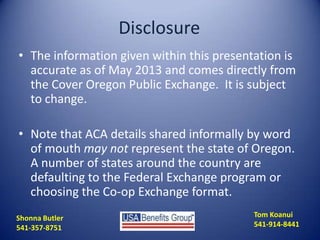ObamaCare Presentation to Eugene Greeters | PPTX